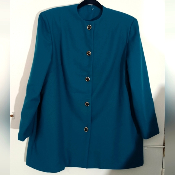 Jackets & Coats | Vintage Teal Blue Blazer W Navy Blue Buttons | Poshmark